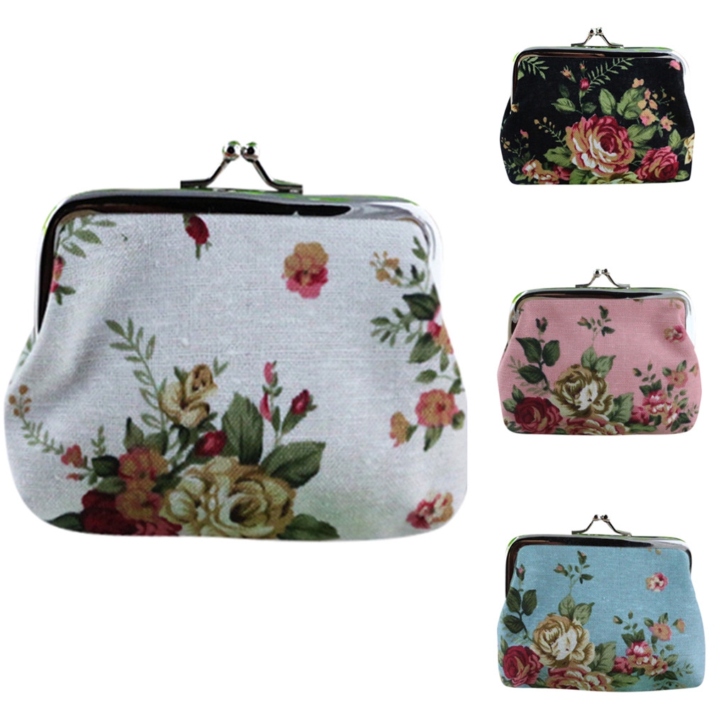 Creative Coin Wallet Canvas Rose Buckle Coin Bag Fabric Woman Coin Card ...