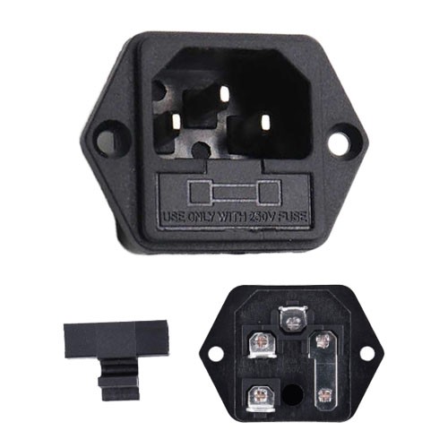 IEC 320 C14 ซ็อกเก็ตปลั๊ก เต้ารับ AC (ตัวผู้) 3ขา มีช่องฟิวส์ input ...