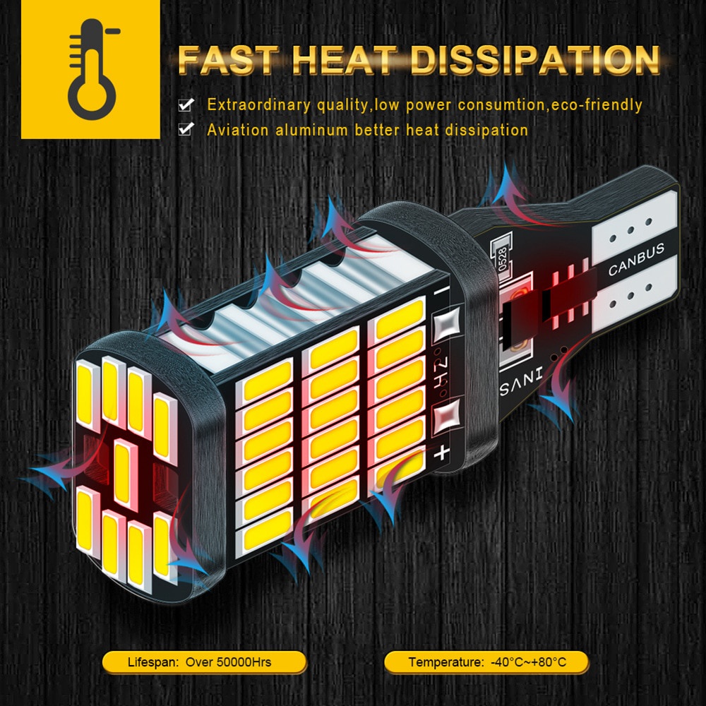 หลอดไฟเบรค T15 W16W 1156 1157 T20 Led 45 Smd พลังงานสูงสําหรับรถยนต์ 1 ...