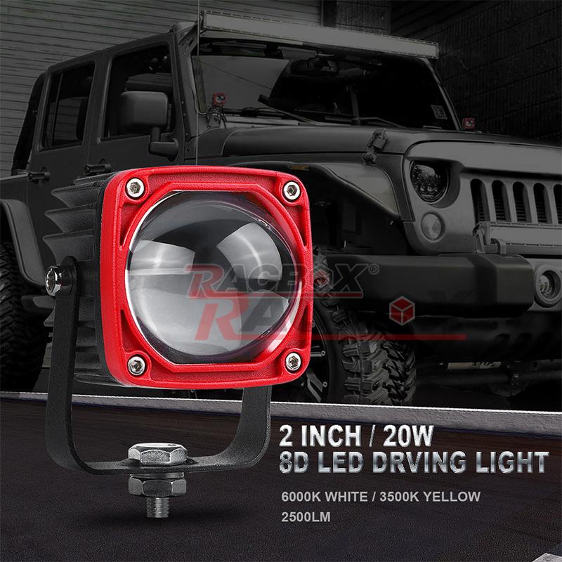 2 Inch 8D Lens Led Work Light 6000K White 3500K Yellow Driving Light ...