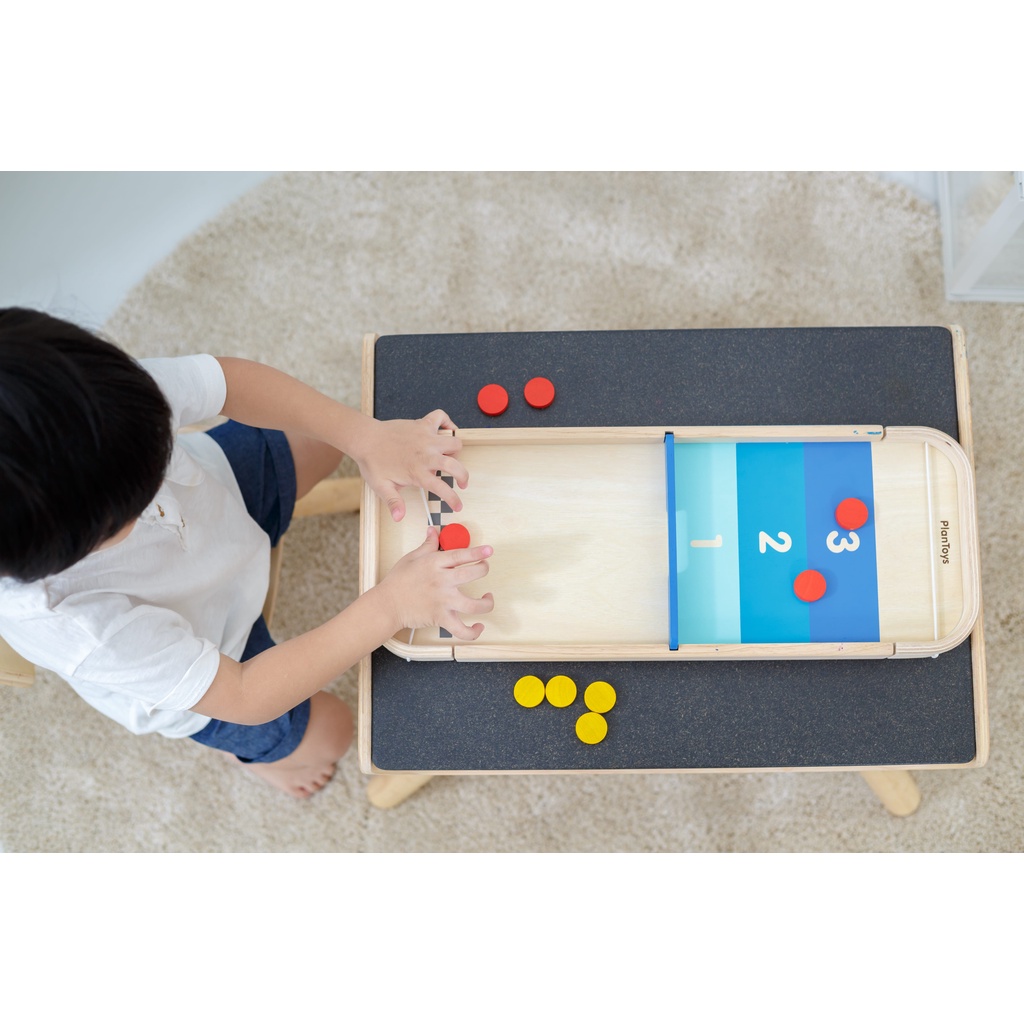PlanToys 2-IN-1 Shuffleboard Game ซัฟเฟิลบอร์ดเกม ของเล่นเกมชวนคิด สำหรับเด็ก 3 ขวบขึ้นไป ...
