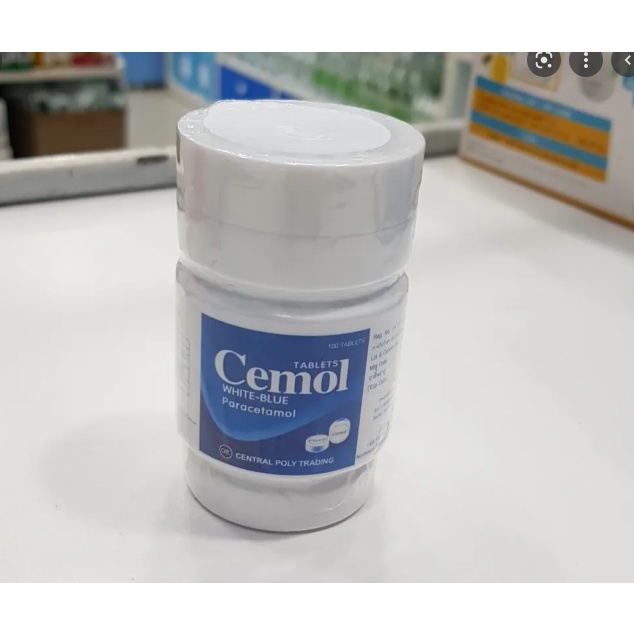 ((ส่งจากร้านยา))((ฟ้า-ขาว))Cemol พารา ฟ้า-ขาว 500 มก. 100 เม็ดพร้อมส่ง ...