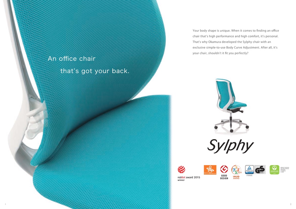 OKAMURA เก้าอี้รุ่น SYLPHY HIGH BACK, WHITE BODY, COLOR : LIGHT GRAY ...