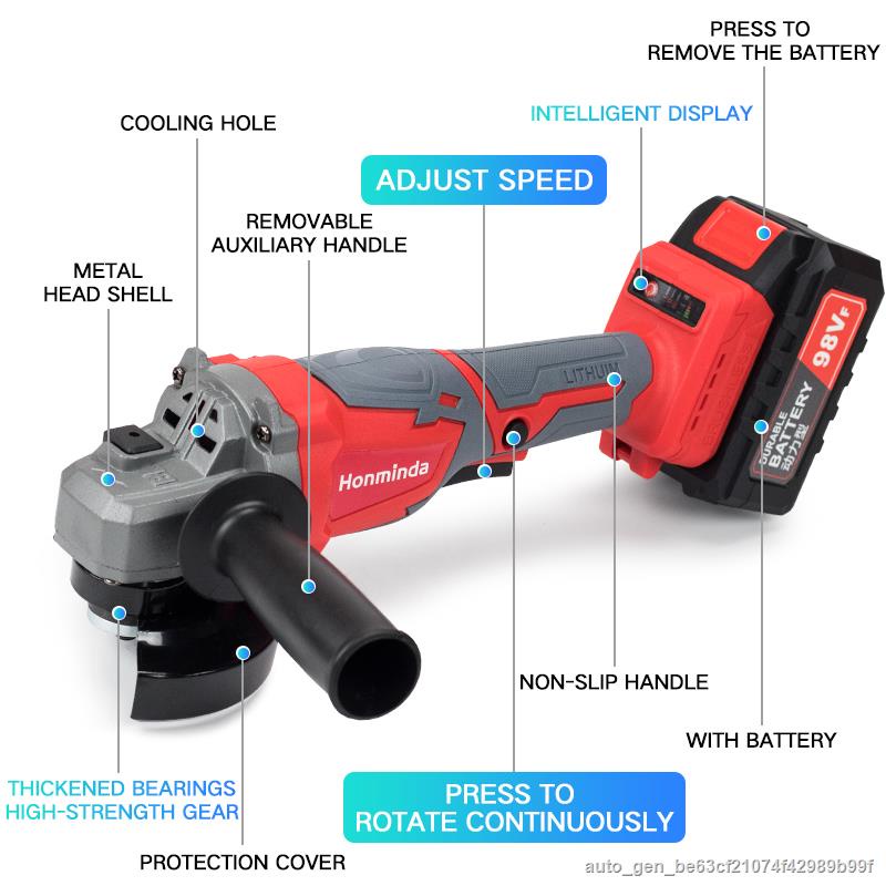 Honminda Brushless Cordless Angle Grinder Grinding Machine Cutting ...