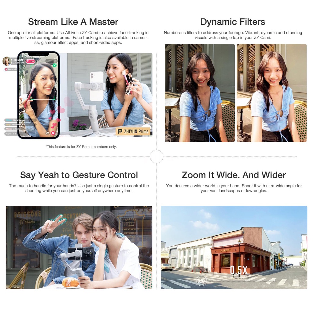 ขายดี Zhiyun Smooth-Q3 ขาตั้งกล้องแบตเตอรี่ 3-Axis รองรับ Ultra Wide Angle Zoom Vlog Max. 280 ...