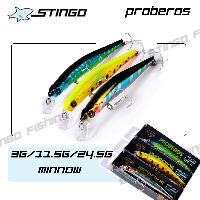 PROBEROS Minnow 7/11.5/15 ซม 3/11.5/24.5 กรัม ล่อตกปลาตกปลาเหยื่อด้วย ...