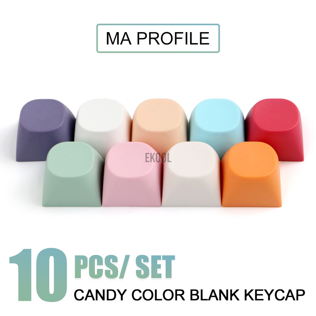 10 PCS Candy Color Blank Keycap Set MA Profile PBT Keycaps for ...