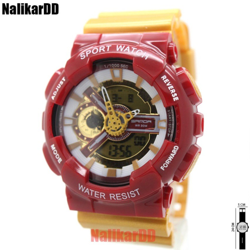 Sport Watch SAMDA (2Tone) นาฬิกาผู้ชาย-ผู้หญิงและเด็ก สายยาง ระบบเข็ม ...