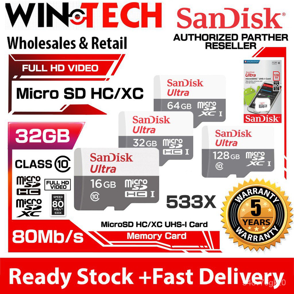 AtQl SanDisk memory card micro sd Ultra 80-100MBs 533x micro SDHCSDXC UHS-I Card ...