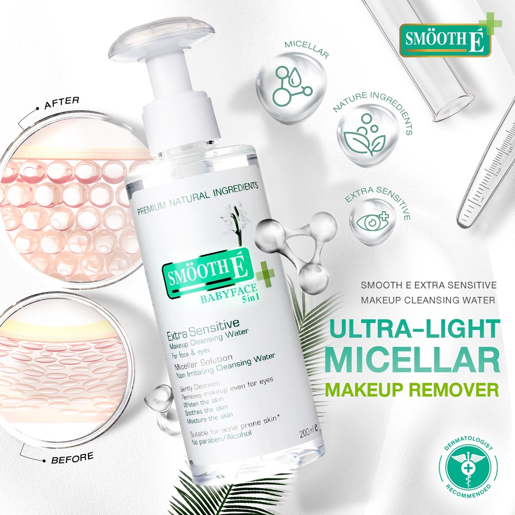 Smooth e Extra Sensitive Makeup Cleansing Water 80 Ml. สมูทอี คลีนซิ่ง ...
