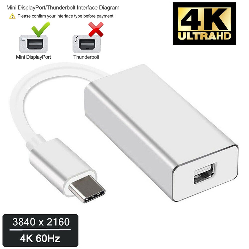 อะแดปเตอร์ Type-C USB 3.1 to Mini DisplayPort Converter 4K 60 Hz Mini ...
