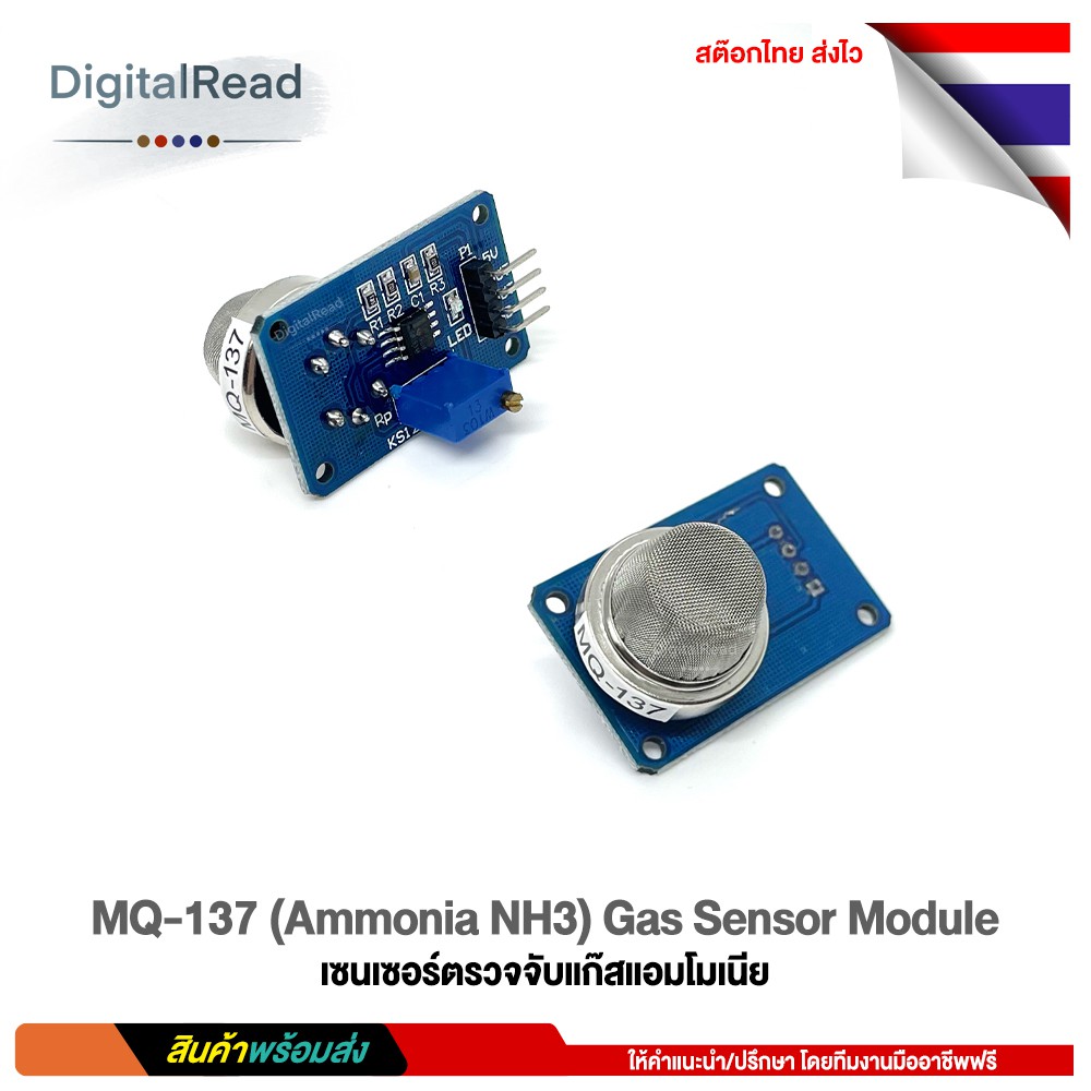 เซนเซอร์ตรวจจับแก๊สแอมโมเนีย MQ-137 (Ammonia NH3) Gas Sensor Module ...