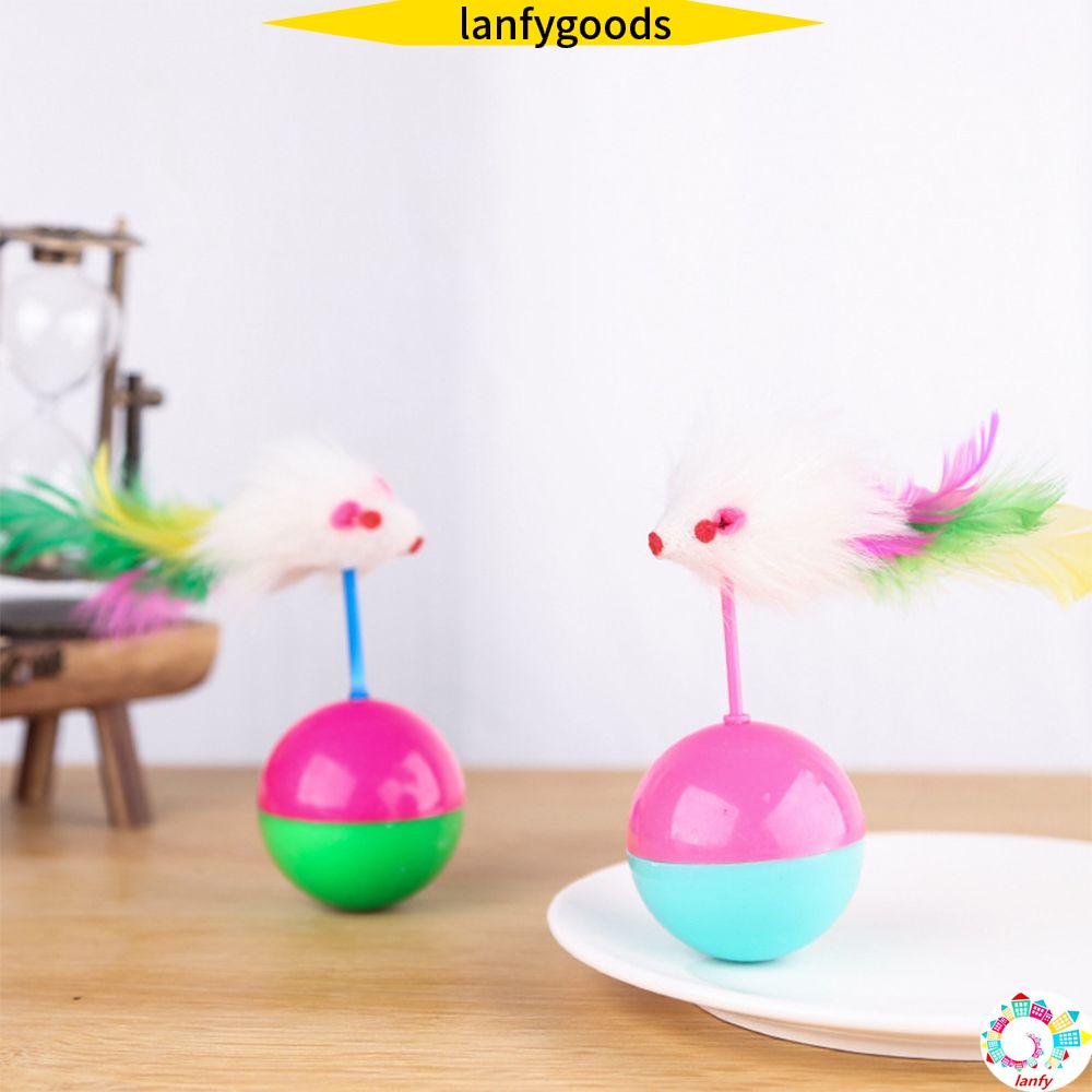 LANFY???? Pet Supplies False Feather Mouse Balance Ball Tumbler Ball ...