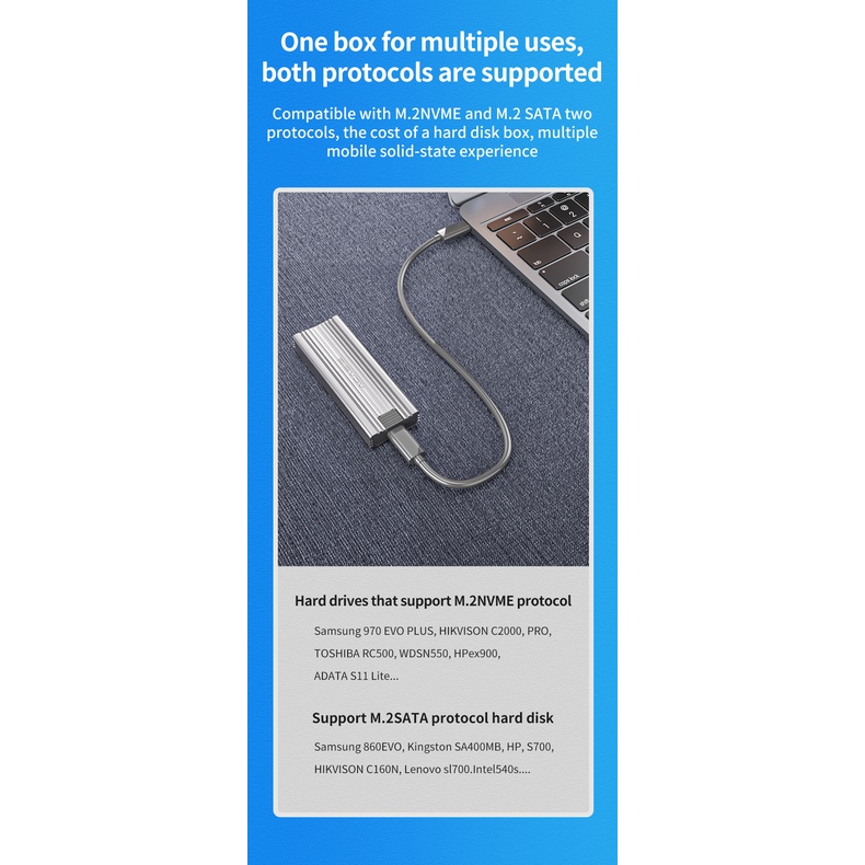 ACASIS M . 2 Nvme Enclosure Usb C Gen 2 10 Gbps Pcie Ssd Case M 2 Sata ...