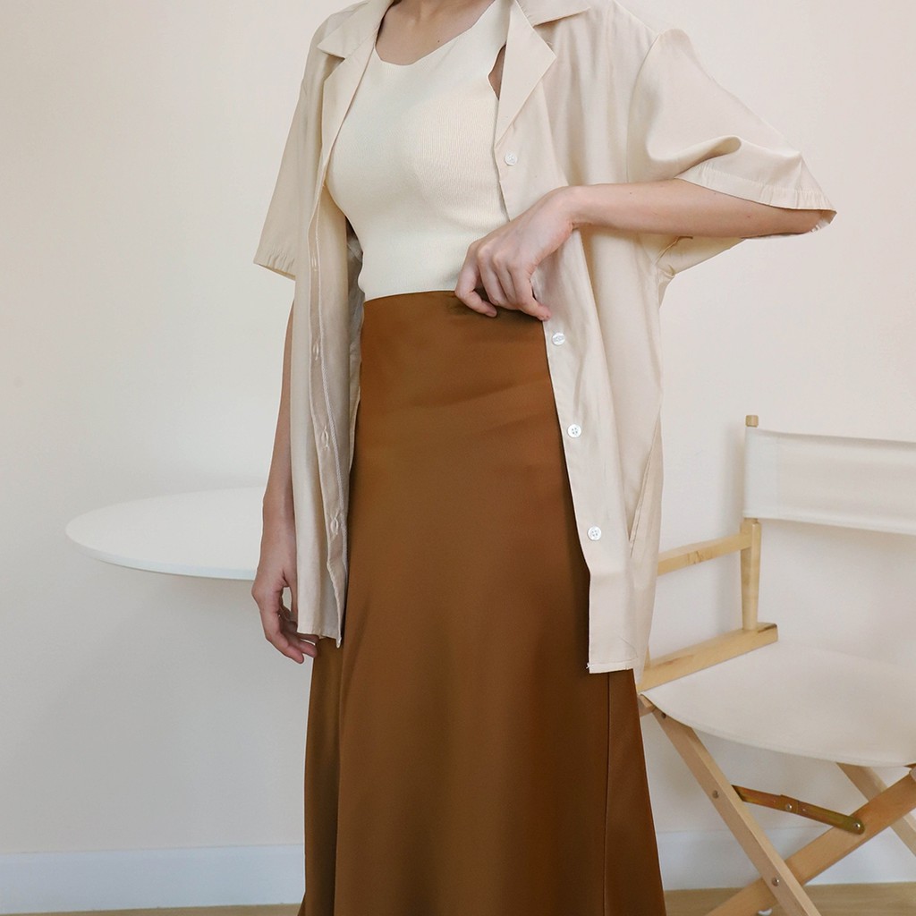 Avo กระโปรงซาติน เอวสูง bell satin skirt - avocado.simplewear - ThaiPick