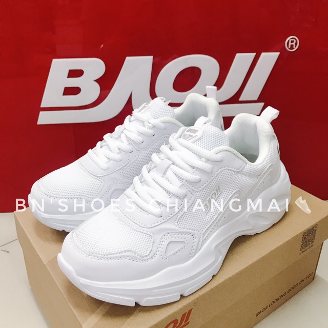 รองเท้าผ้าใบผู้หญิงสีขาว baoji แท้ รุ่น BJW 619 สีขาวล้วน - noonuysuwan - ThaiPick
