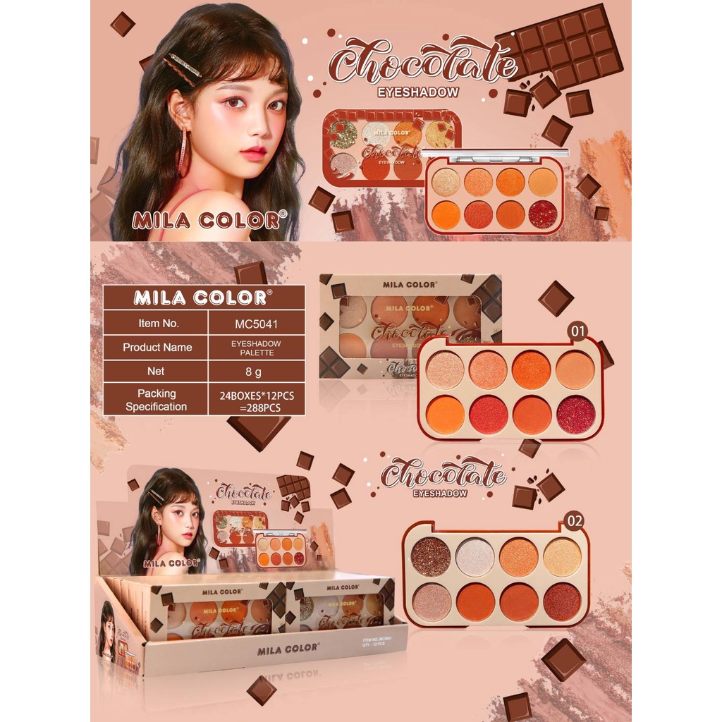 อายแชโดว์ 8 ช่อง Mila color No.5041 chocolate eyeshadow มิลา คัลเลอร์ ...