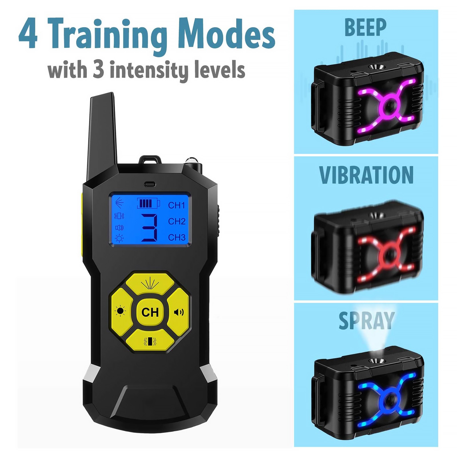 Hn ปลอกคอฝึกสุนัขพร้อมรีโมทคอนโทรล 4 โหมดกันน้ํา - hengzhineng.th ...