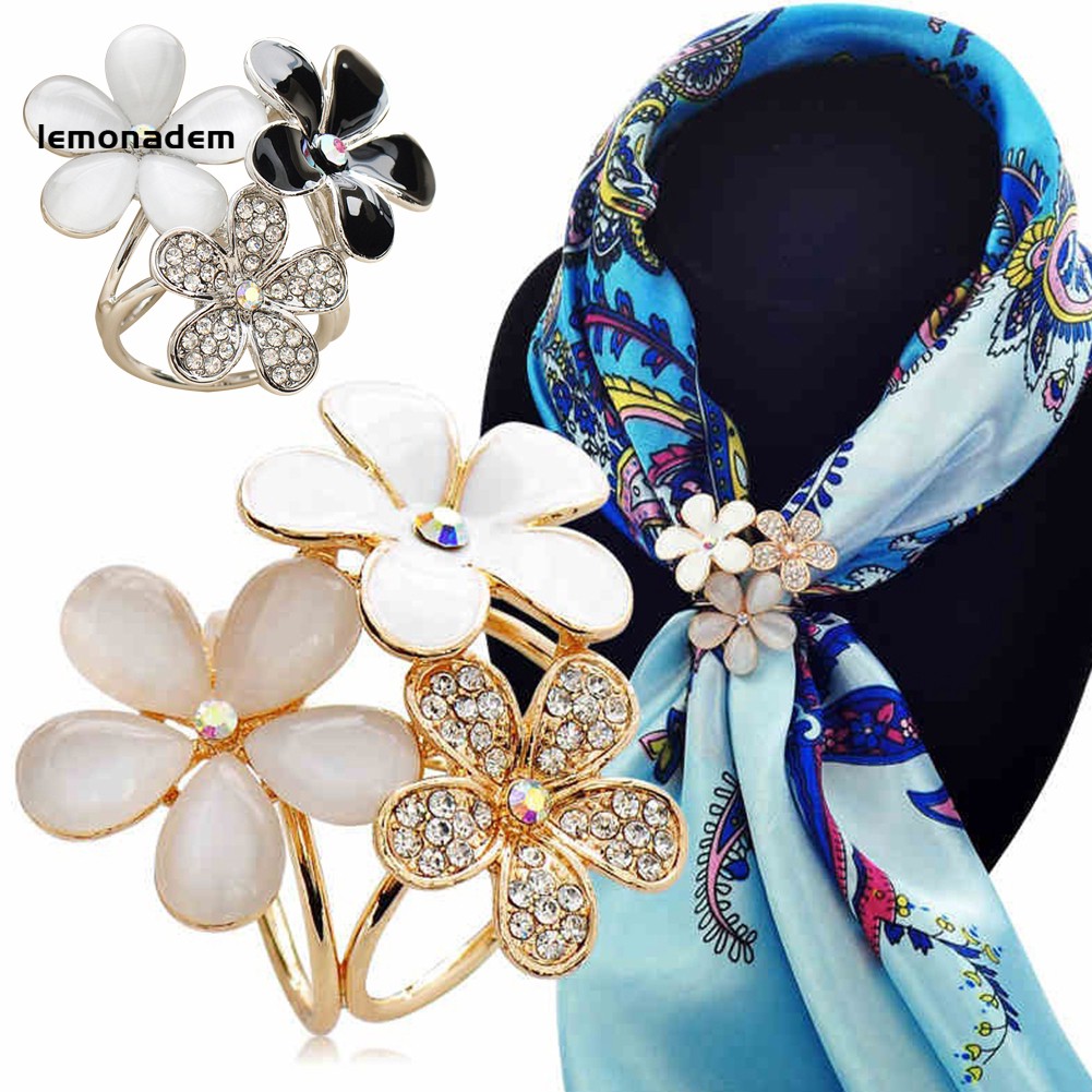 LM Women Shiny Rhinestone Inlaid Scarf Ring Holder Pin - lemonade08.th ...