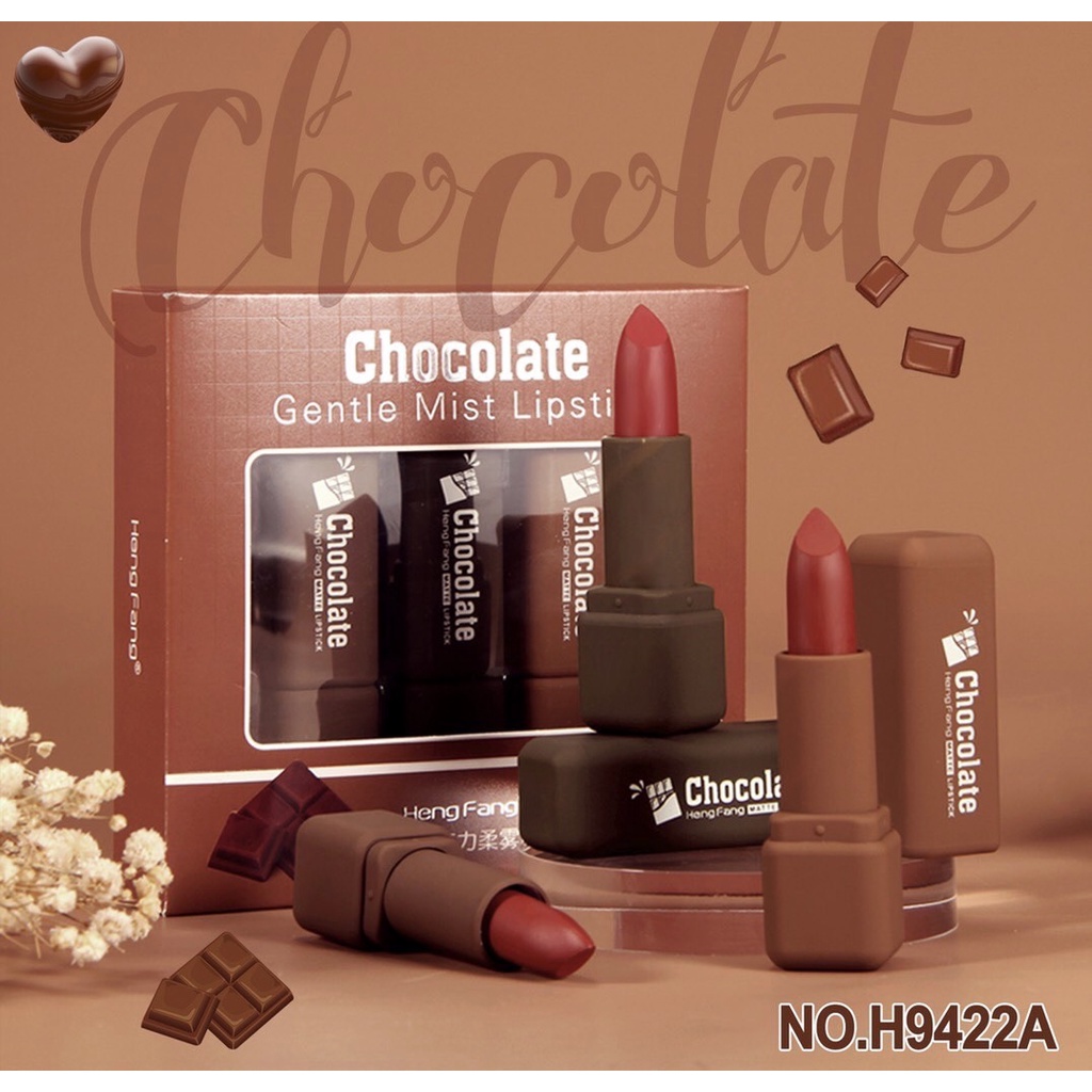 HENG FANG Chocolate Lip Set เซตลิปสติก และ ลิปกลอส สีสวย เนื้อเนียน ...