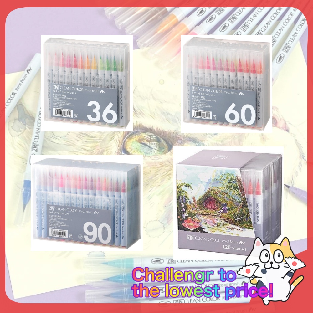 Kuretake ZIG CLEAN COLOR Real Brush RB-6000AT / 36V 60V 90V 120V ...