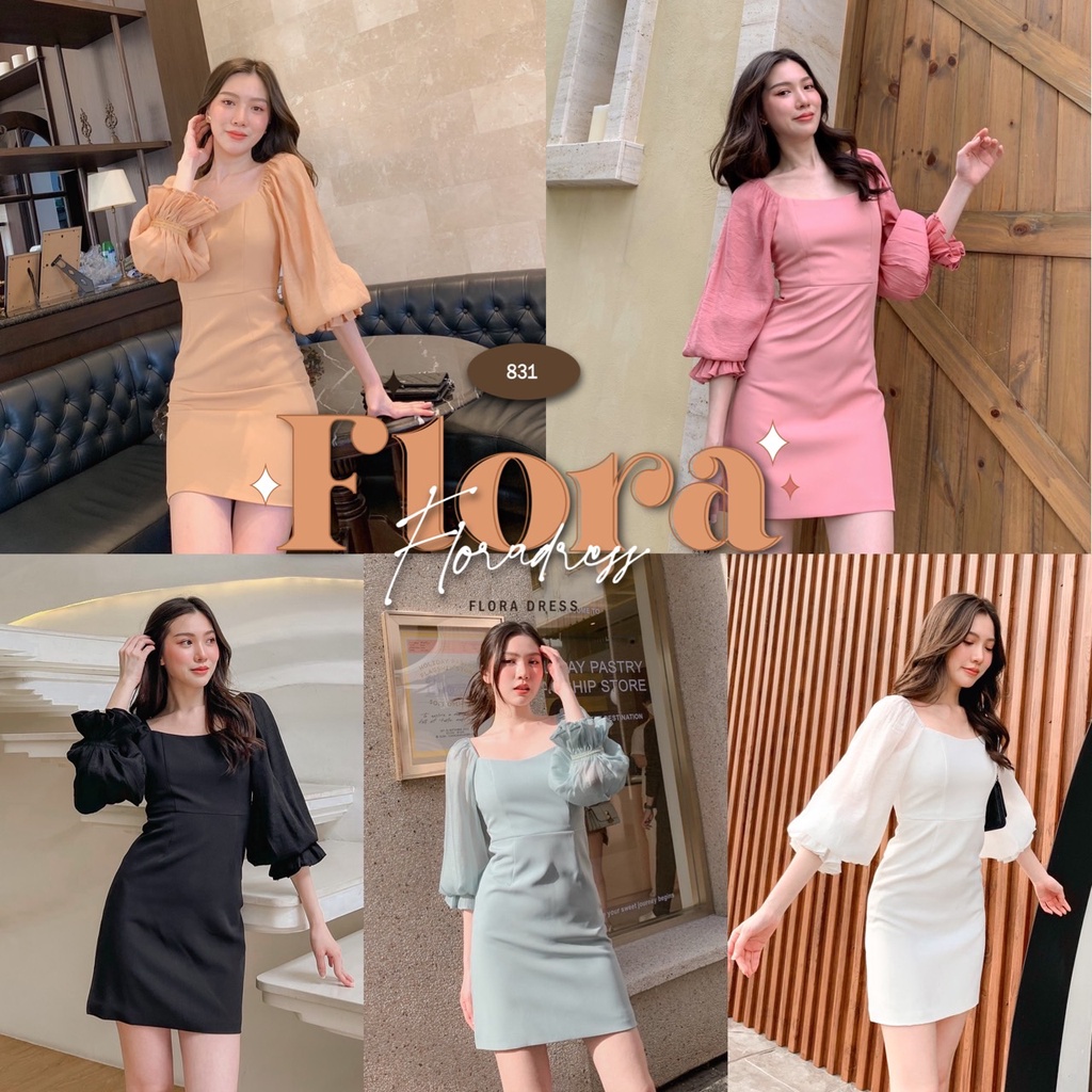 Flora Dress - เดรสสั้นแขนพอง RTW - rtw.k - ThaiPick