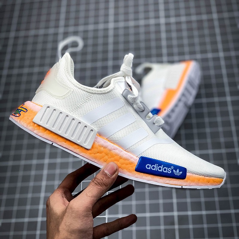 อาดิดาสแท้ NMD R1 Boost ข้าวโพดคั่วถักน้ำหนักเบารองเท้าวิ่งรองเท้าคู่ ...