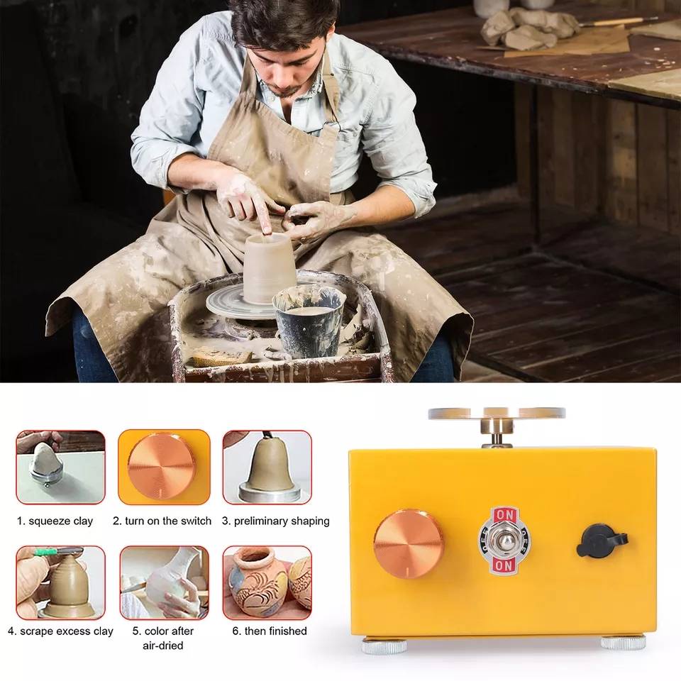 เครื่องปั้นดิน เครื่องปั้นดินเผา art DIY pottery wheel kit mini Pottery ...
