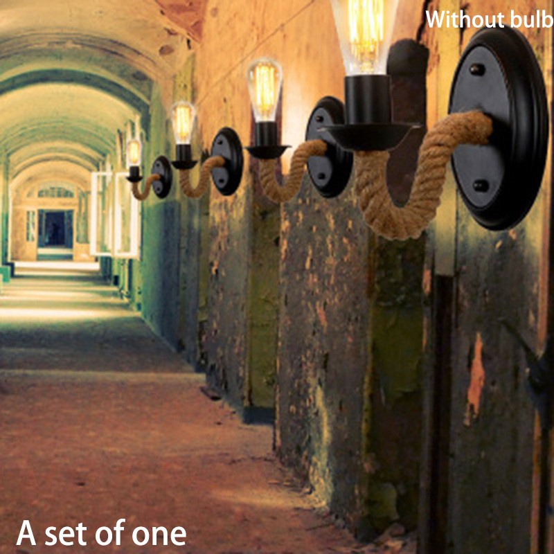 Rope Wall Lamp Retro Light Wall Sconce Beside Living Loft Lighting ...