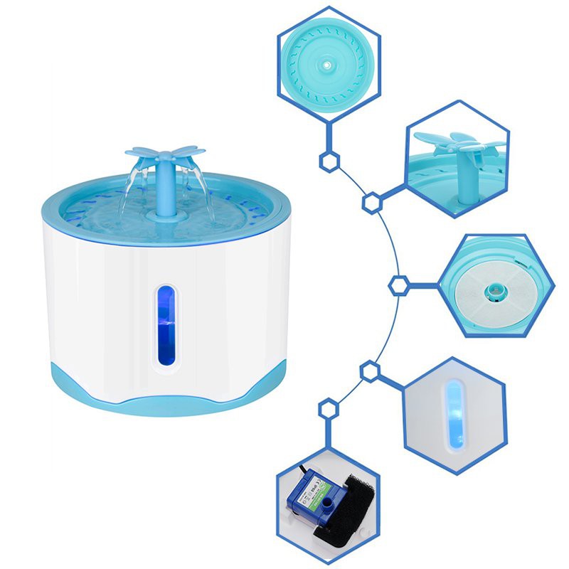 2600Ml สัตว์เลี้ยงไฟฟ้าน้ำตกเทียม W LED ไฟกลางคืนอัตโนมัติเครื่องจ่ายน้ำสำหรับแมวสุนัขสัตว์ ...