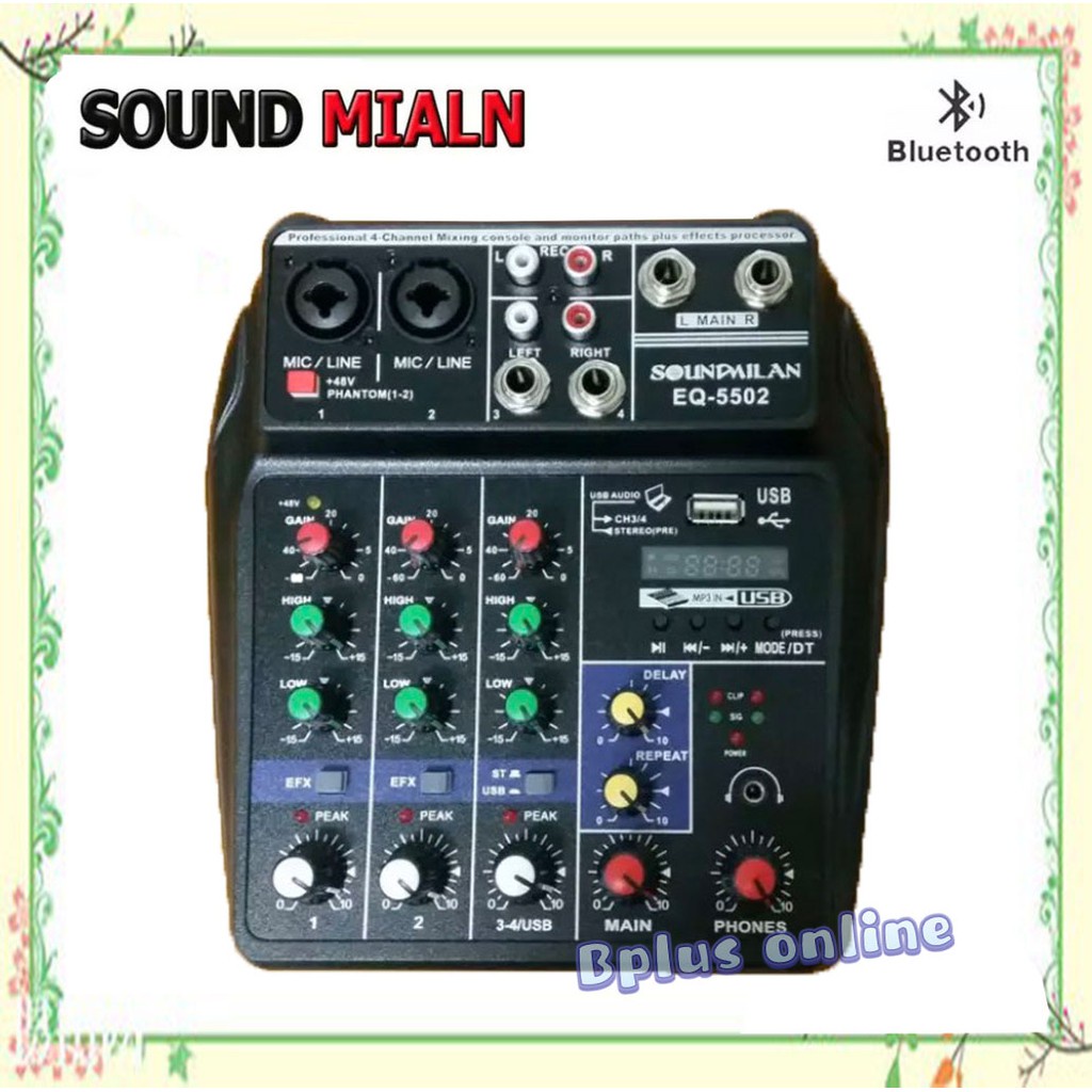 SOUND MILAN มิกเซอร์ MINI 4-channel มีBluetooth MP 3 USB SD รุ่น E Q-5502 - d6vduy7ukl - ThaiPick