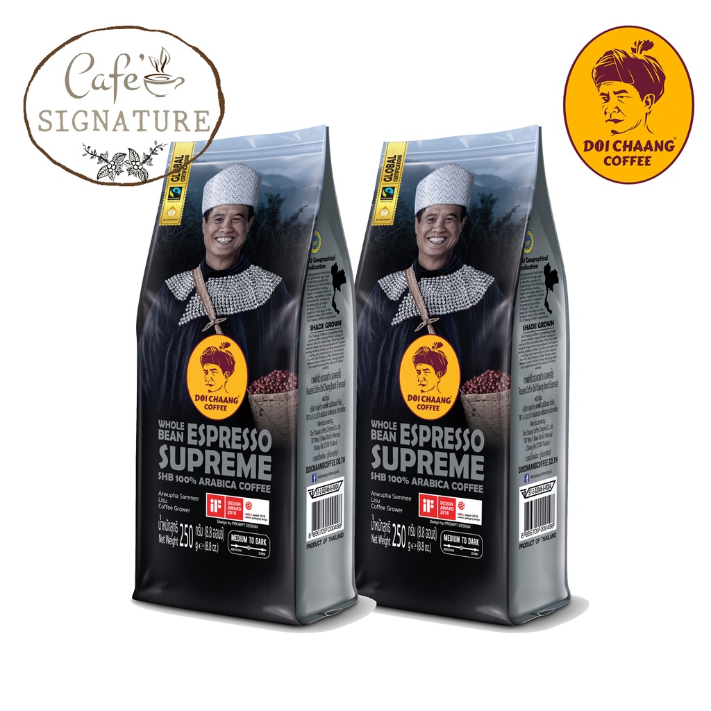 รุ่นใหม่ เมล็ดกาแฟสดคั่วจากไร่ดอยช้าง 100 espresso supreme อาราบิก้าแท้ Doi Chaang Coffee ขนาด ...