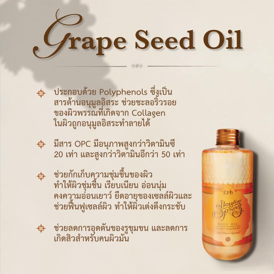 Erb Dazzling Spring Body Oil 230ml. เอิบ ออยล์บำรุงผิวสูตร Dry Oil บางเบา กลิ่นโอลีฟและเมล็ด ...