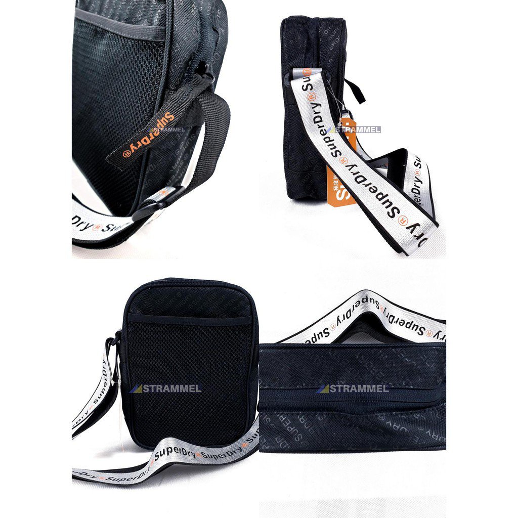 100 Authentıc Superdry The Freshman Festival Black Bag 3L Side Bag ...