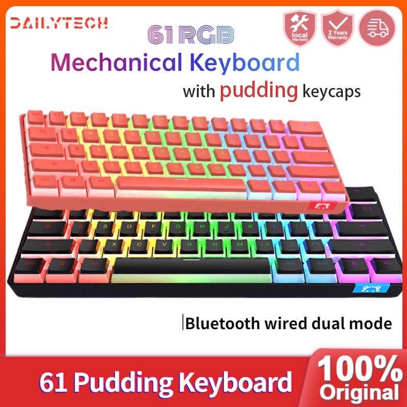 Dailytech Stk61 คีย์บอร์ดเกมมิ่งบลูทูธแบบมีสายและไร้สาย 60 Rgb พร้อม ...