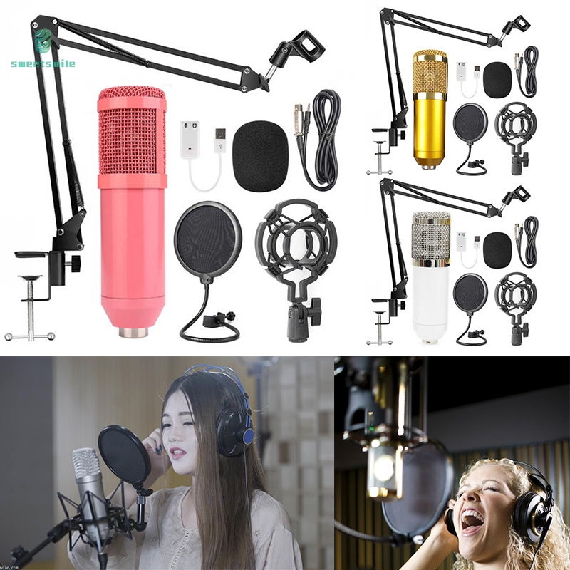 Condenser Microphone Mic Kit with Stand Broadcasting Studio Recording ...