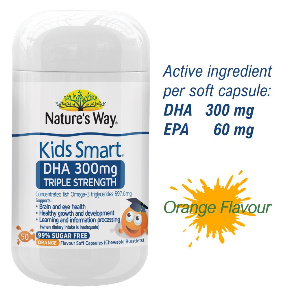 พร้อมส่ง Natures Way Kids Smart DHA 300 mg Triple Strength 50 เม็ด ...