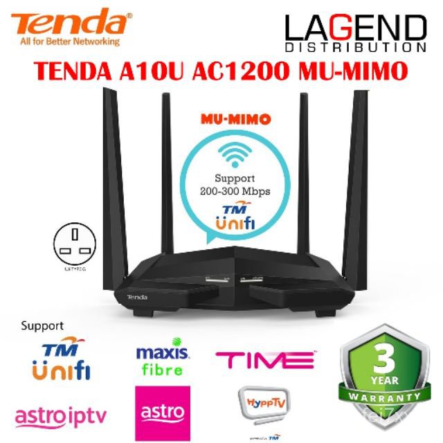 Tenda AC10U / AC6 Gigabit AC1200 MU-MIMO Wireless 5Ghz WiFi Dual Band ...