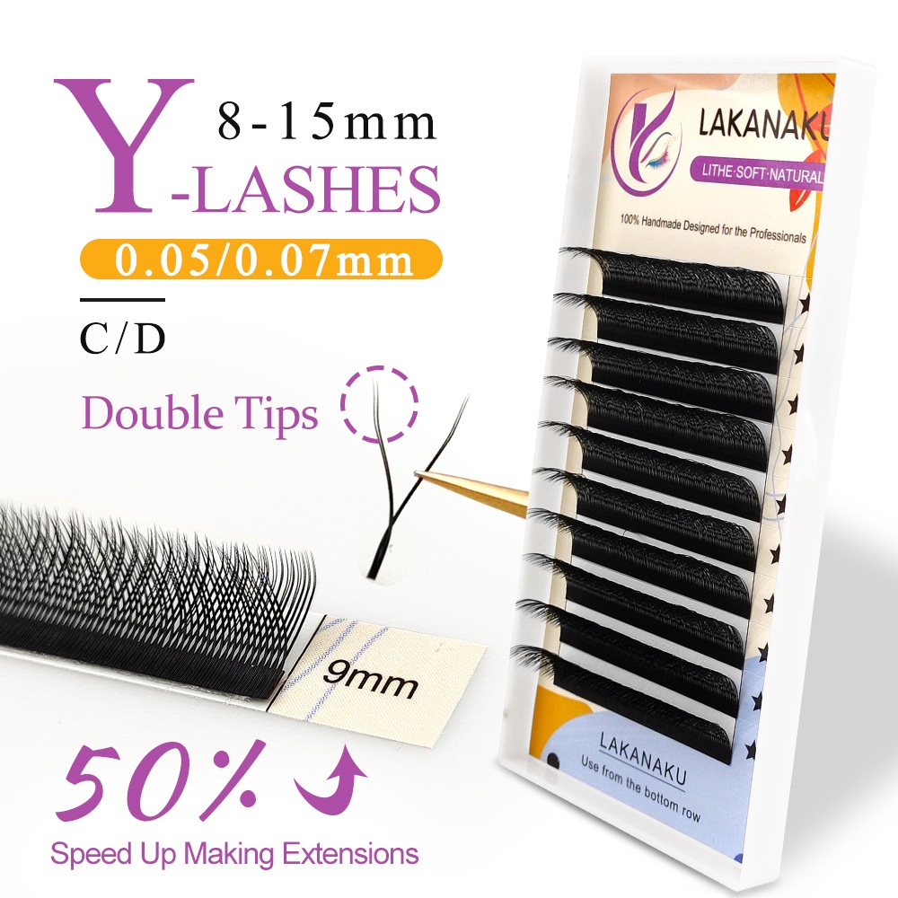 LAKANAKU YY Eyelashes Extensions Cilios Y False Mink Soft Individual ...