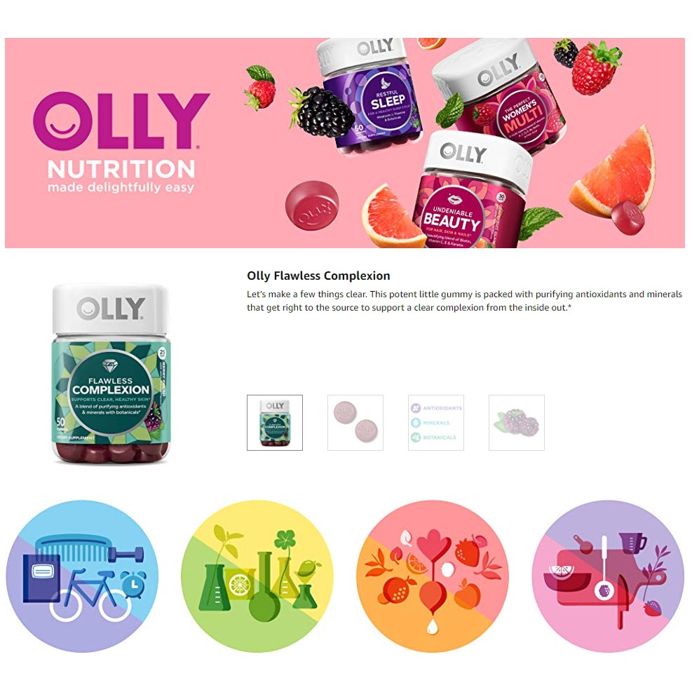 OLLY Flawless Complexion Gummy, 25 Day Supply (50 Count), Berry Fresh ...