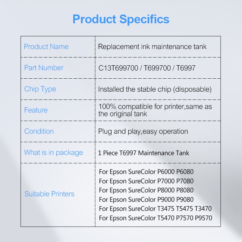 T699700 T6997 C13T699700 Maintenance Ink Tank For Epson SureColor P6000 ...