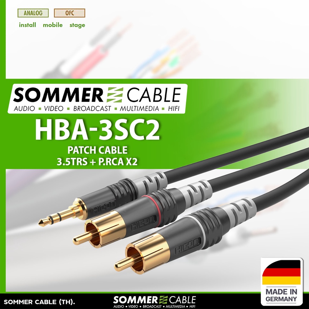 Sommer Cable Basic HBA-3SC2 สายสัญญาณ Sommer หัวปลั๊กแจ็ค 3.5TRS - RCA Connector Hicon made in ...