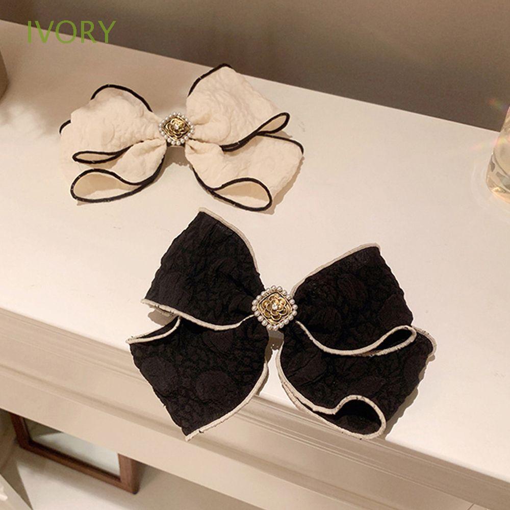 IVORY Luxury Bow Spring Clip Retro Korean Style Hair Wear Women Hair ...