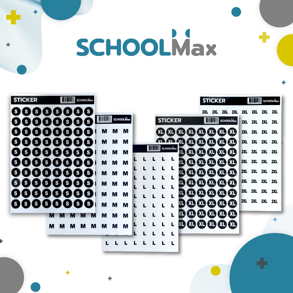 สติกเกอร์Size ชนิด ขาว ใส ดำ 80ดวง ยี่ห้อ schoolmax 1แผ่น | Shopee Thailand