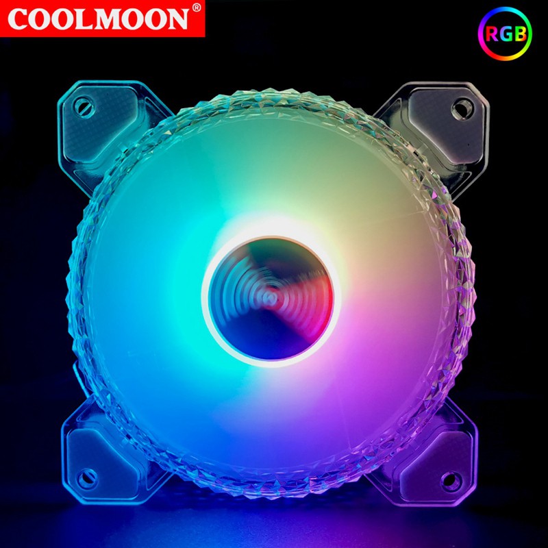 COOLMOON Crystal Diamond RGB 4 Fan Sets, 12cm Silent Long-Life RGB ...