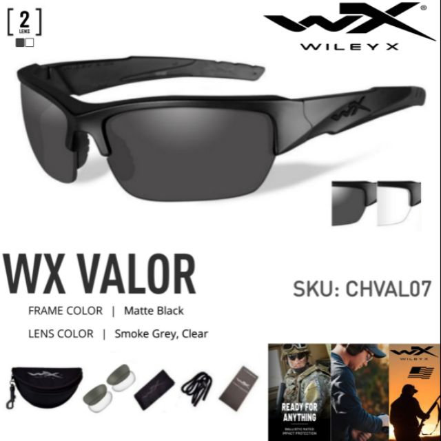 แว่นตาWileyX รุ่น Valor ชุดสองเลนส์สุดคุ้มมีเลนส์ดำและเลนส์ใส น้ำหนักเบาเปลี่ยนเลนส์ง่าย ตัวแทน ...