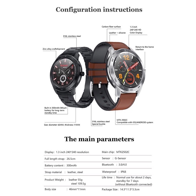 โทรเข้าออกได้ และรองรับไทย smart watch รุ่น Dt98 แถมสายยางและสายเหล็ก ...