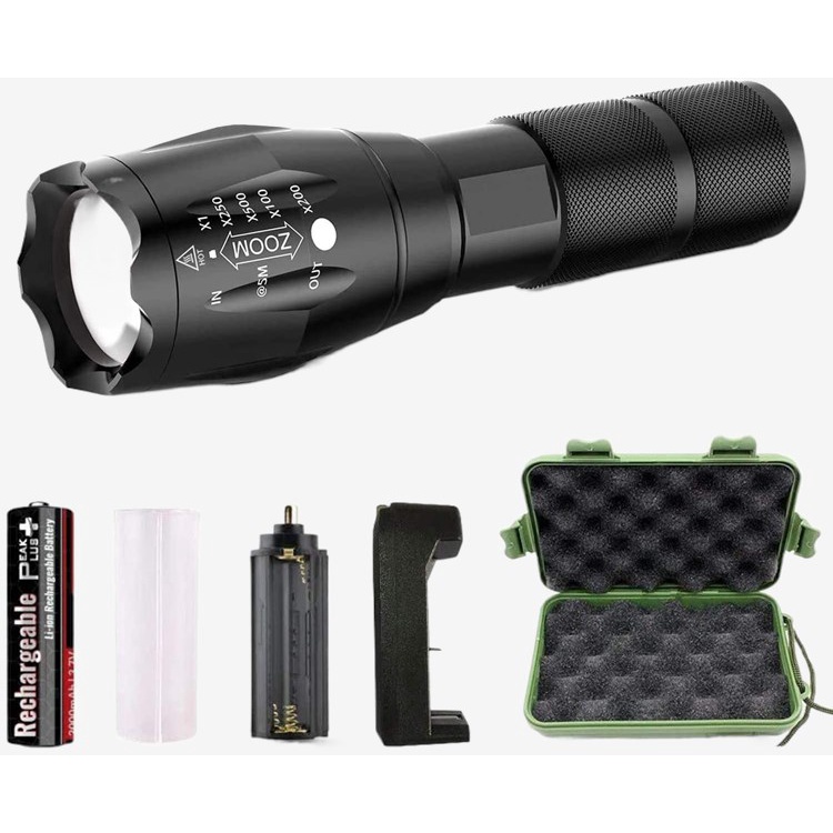 2022newRechargeable Flashlight (18650 Battery and Charger Included ...