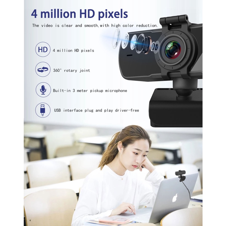 Webcam 2K Full HD 1080P Web Camera Autofocus With Microphone USB Webcam ...