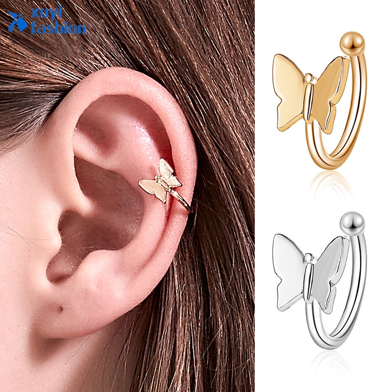 Korean Fashion Butterfly Gold Pearl Earrings Star Crystal Ear Clips New ...